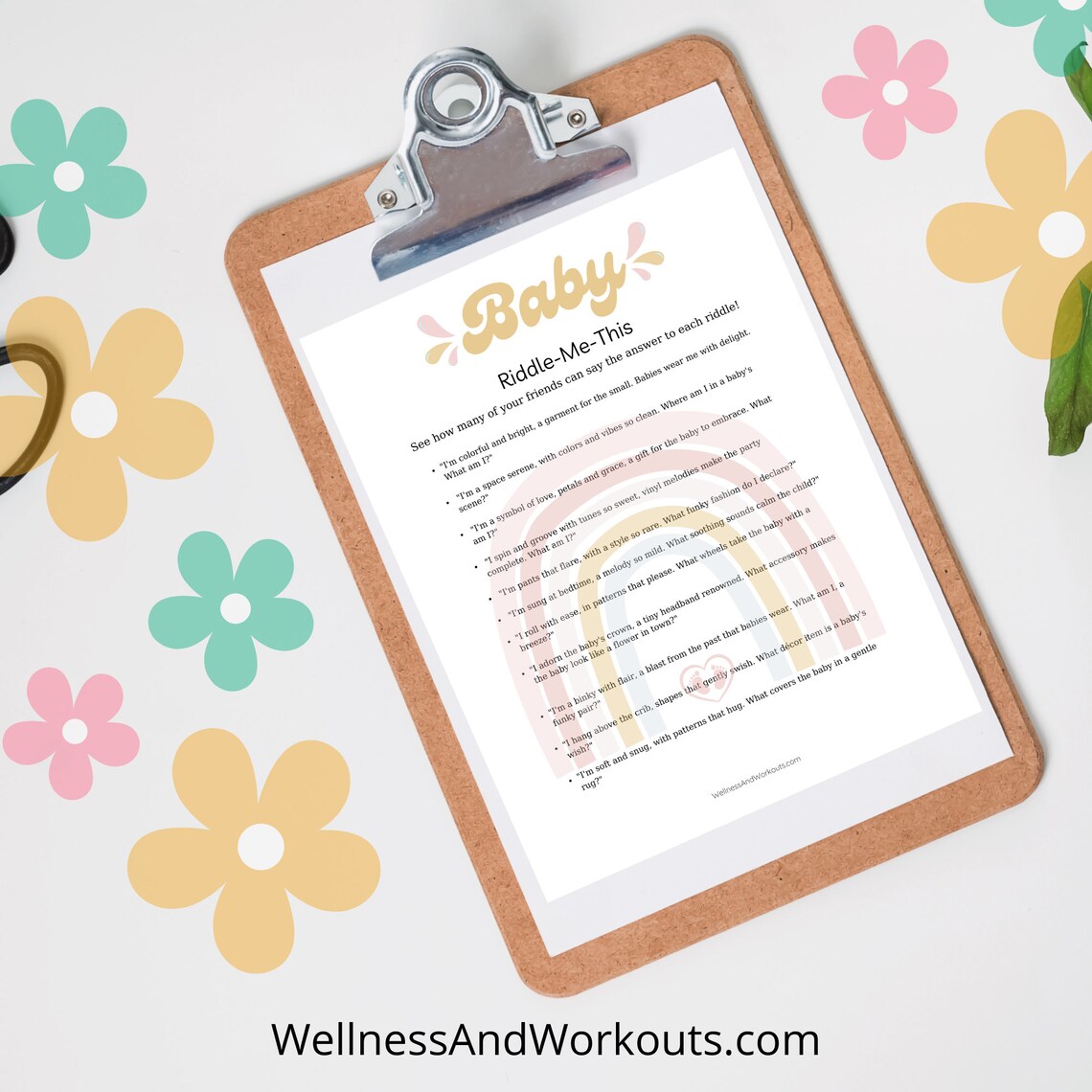 Groovy Baby Shower Game, Baby Riddle-me-this Game, Groovy Baby Shower ...