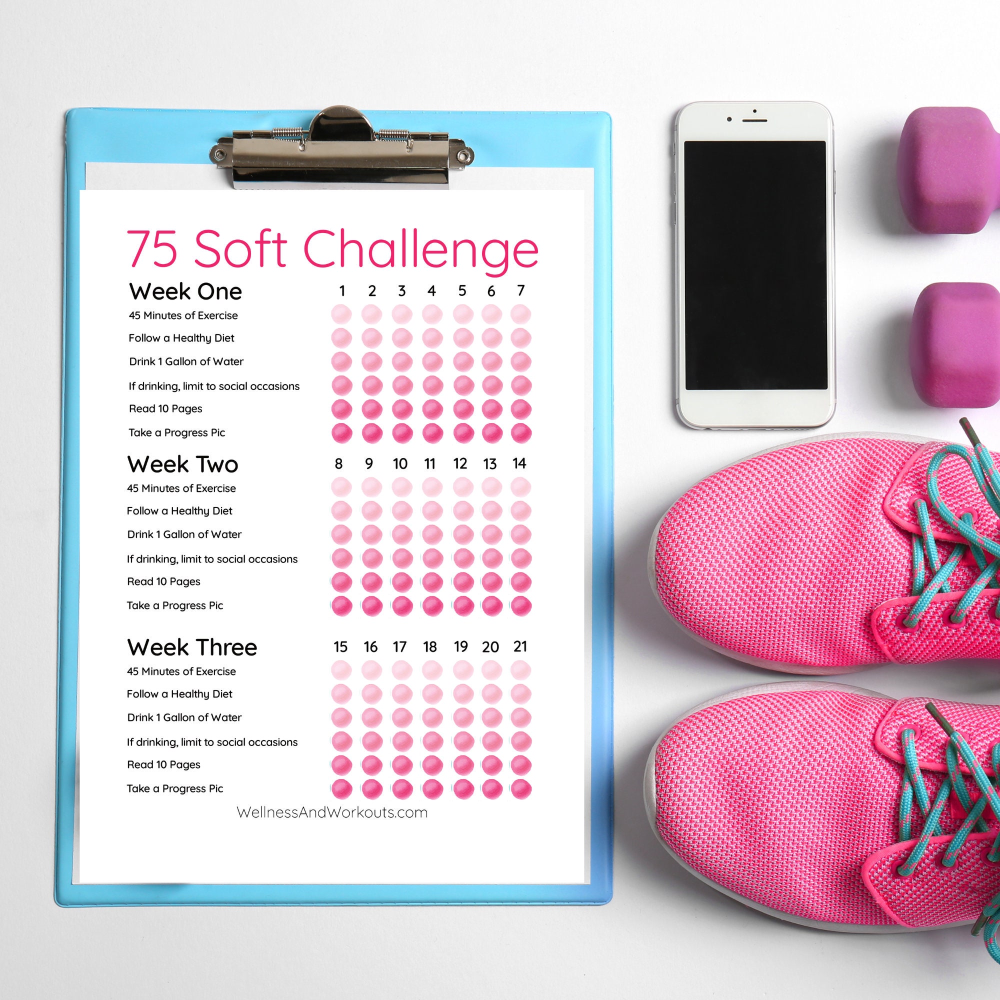 75 Soft Challenge Habit Tracker Printable for 75 Day Challenge. This is ...