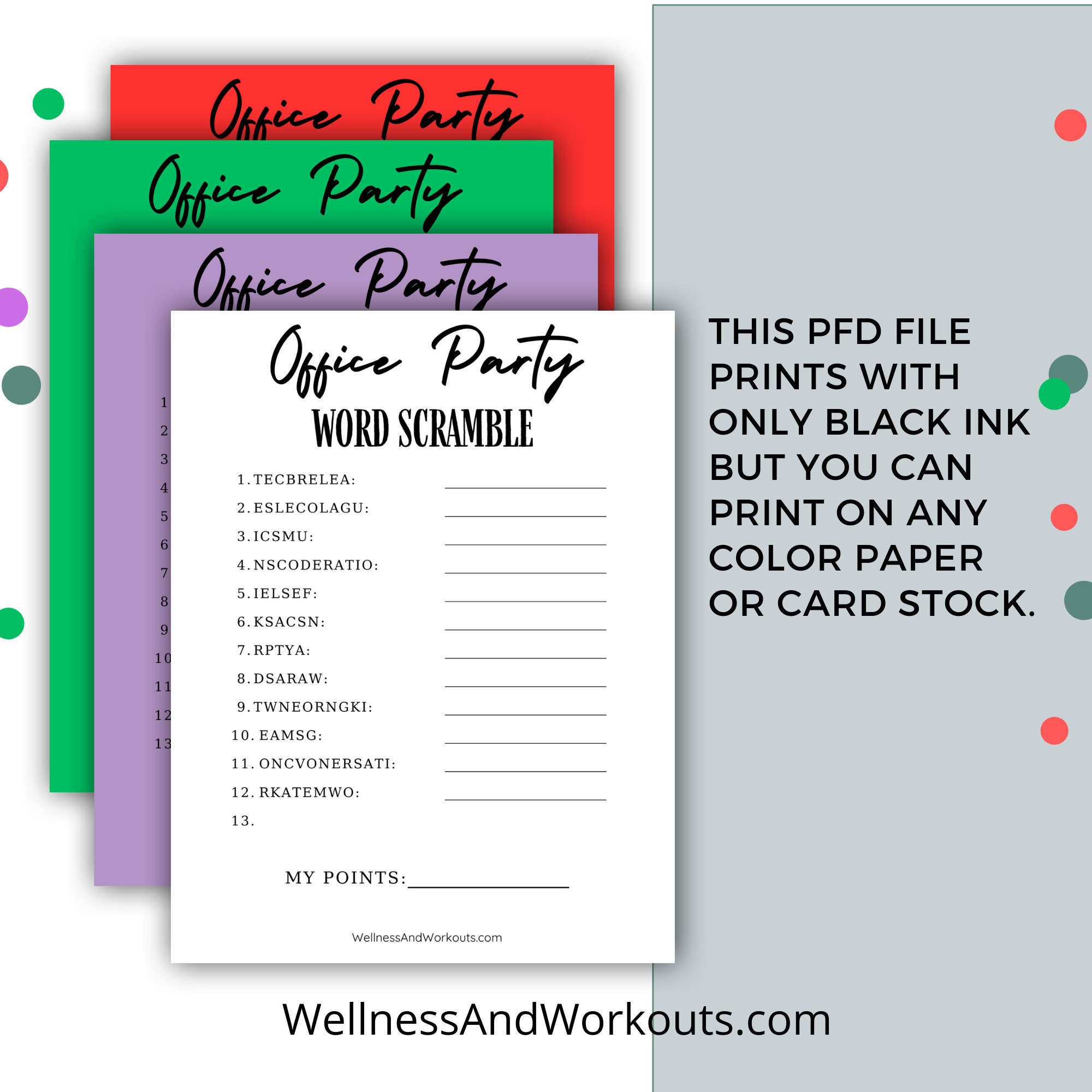 Office Party Word Scramble, Office Party Game, Office Game Night, Group ...