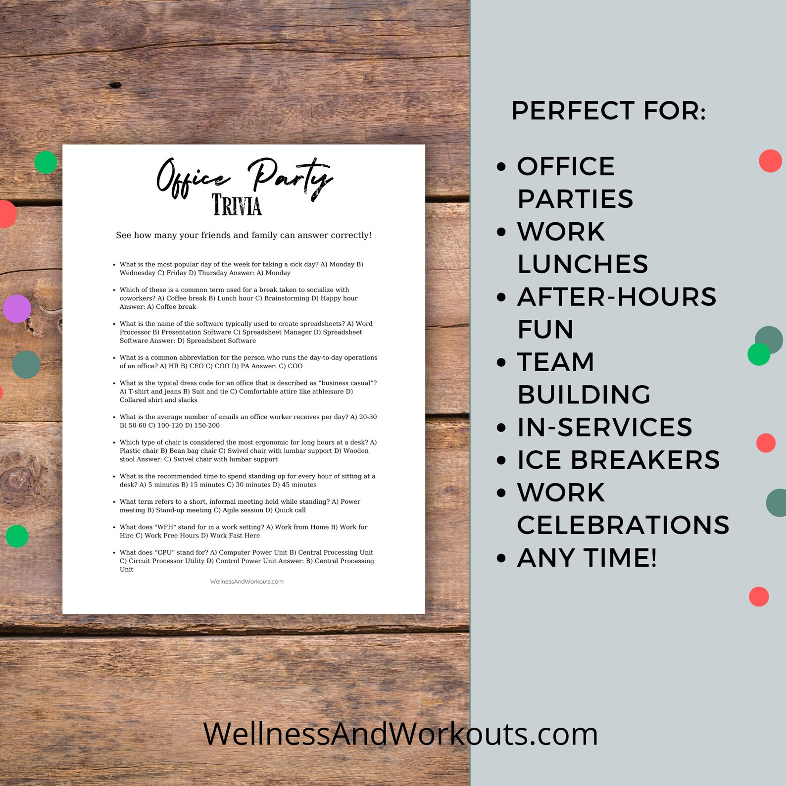 Office Party Trivia Game, Office Party Game, Office Game Night, Group ...