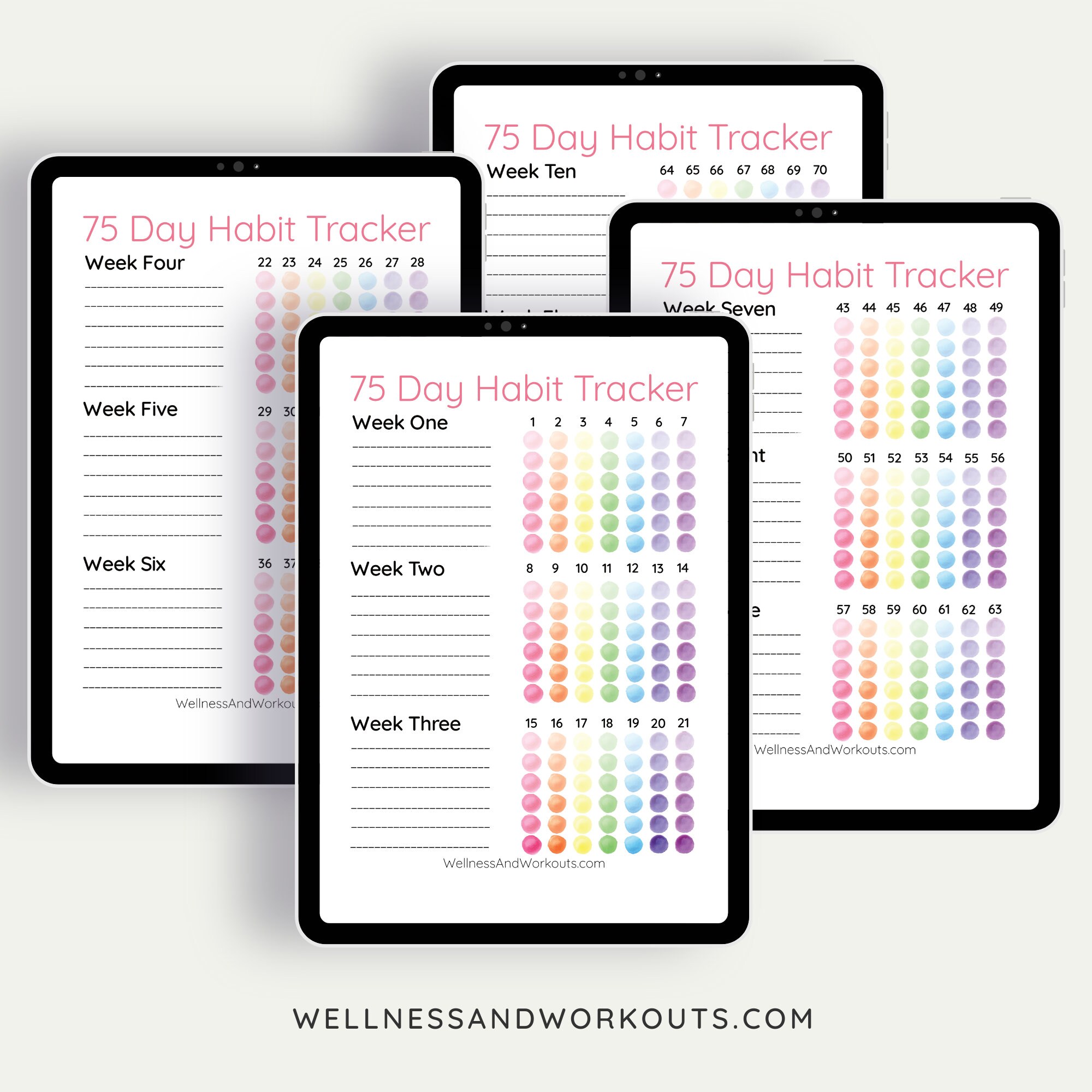 Editable Rainbow Printable Habit Tracker/fitness Tracker/digital Print ...
