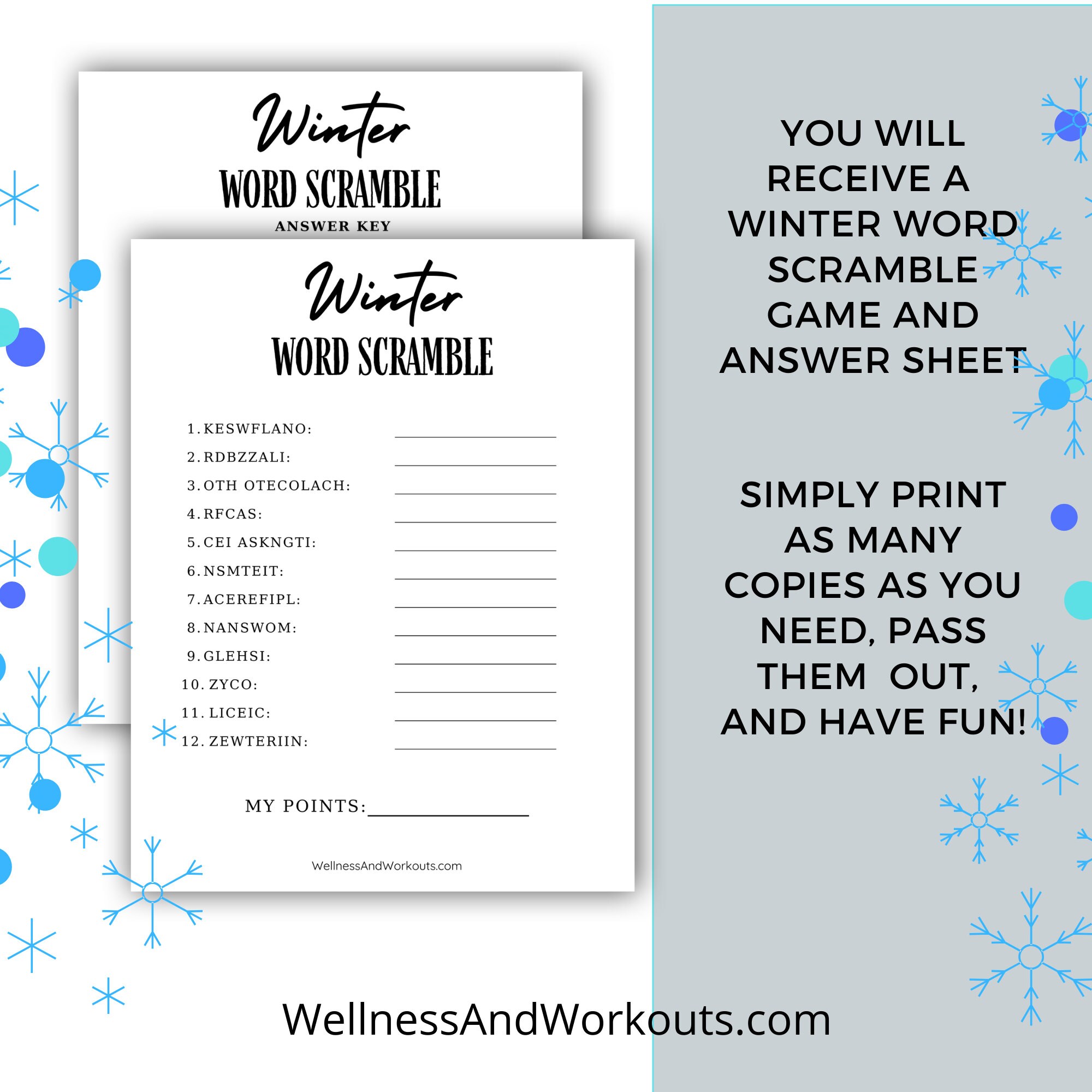 Winter Word Scramble, Winter Game, Family Game Night, Group Games ...