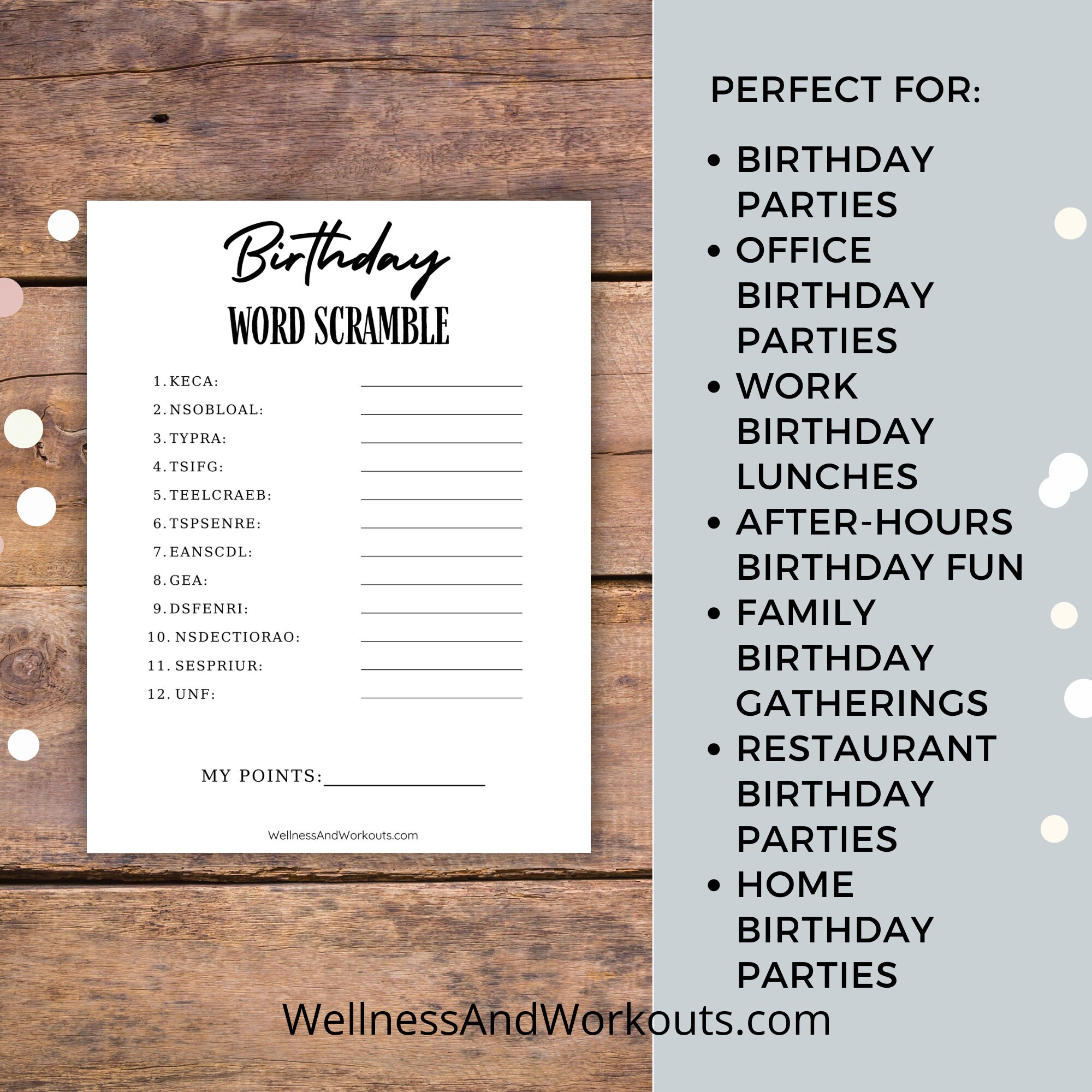 Birthday Word Scramble, Birthday Game, Family Game Night, Group Games ...