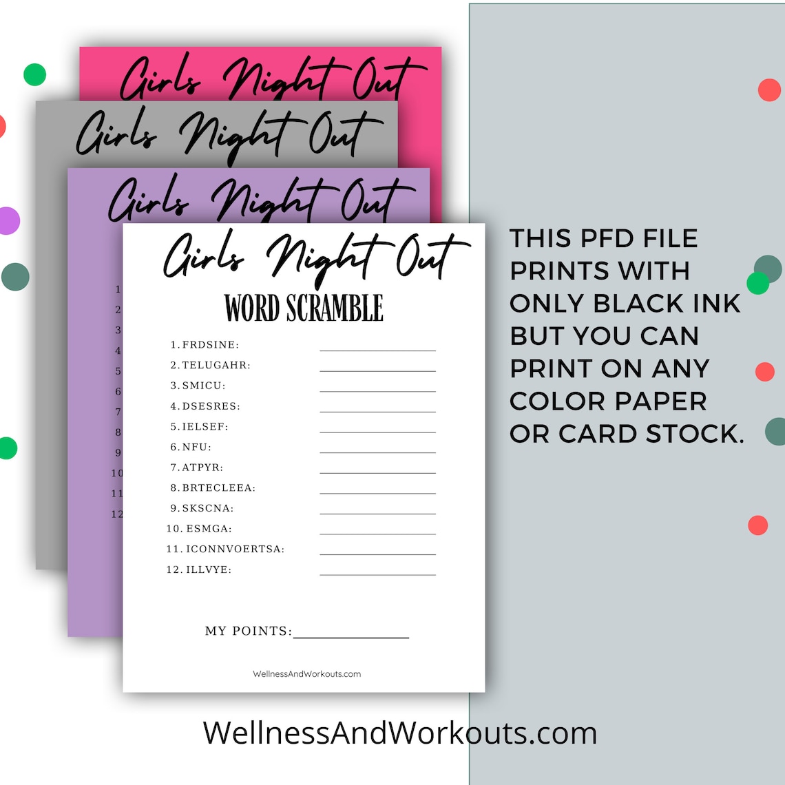 Girls Night Out Word Scramble, Girls Night Games, Word Game, Ladies ...