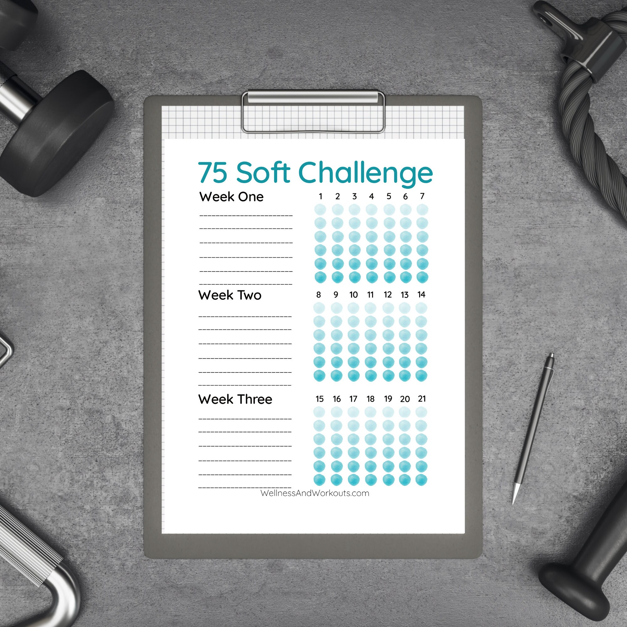 Editable 75 Soft Challenge Habit Tracker Printable for 75 Day Challenge ...