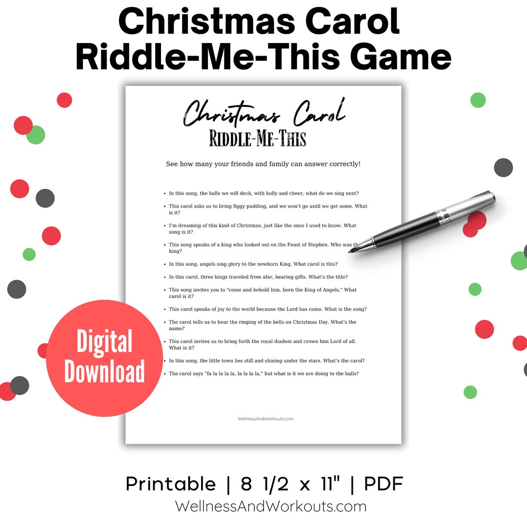 Christmas Carol Riddle-me-this Game, Christmas Carol Riddle Game ...