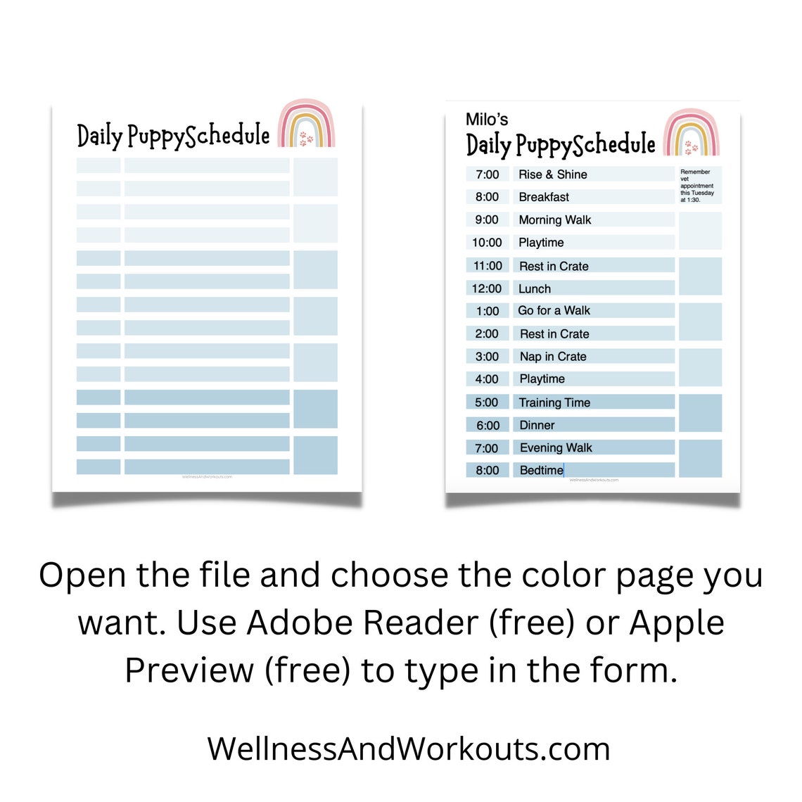 Puppy Daily Schedule, Puppy Planner, Dog Schedule Template, Daily ...