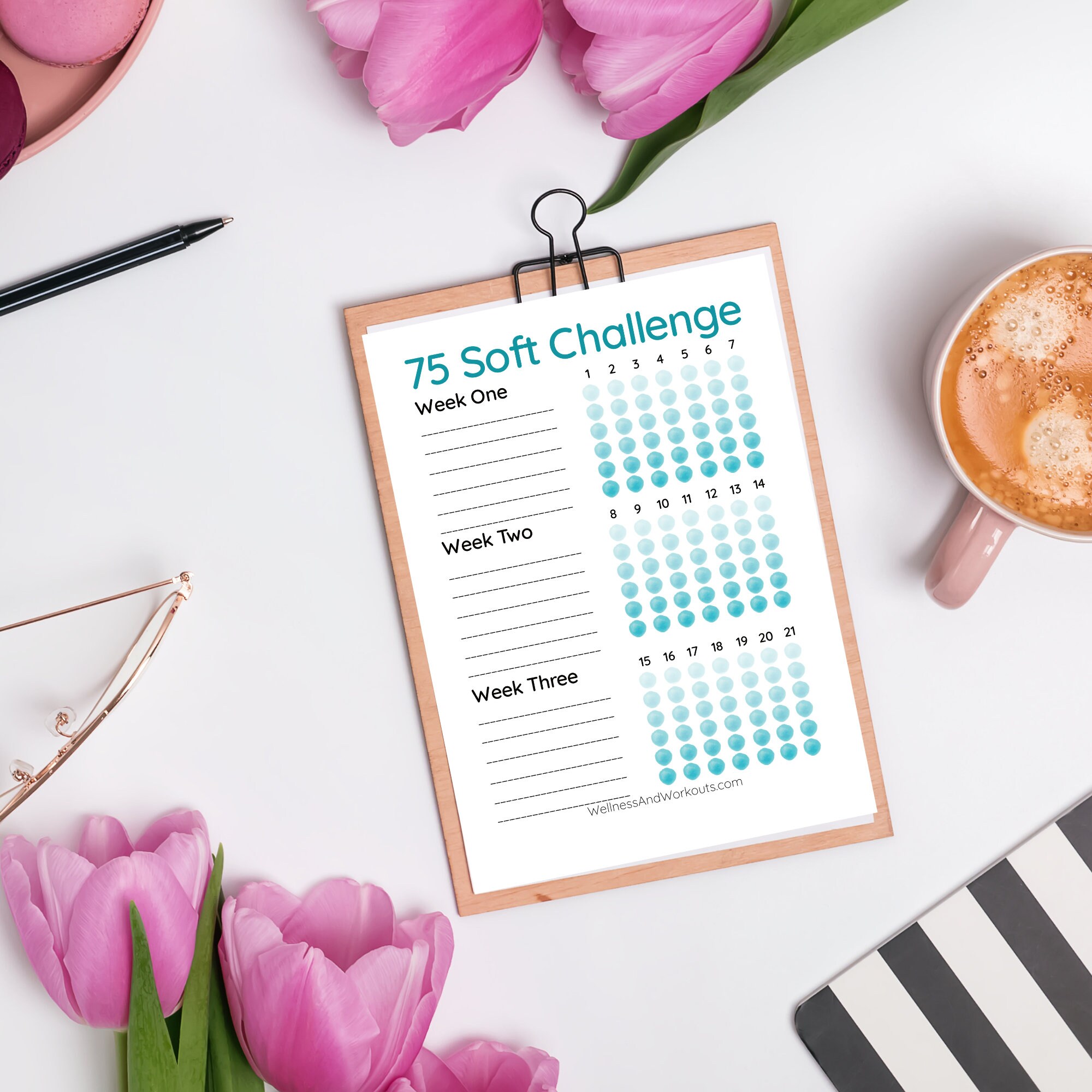 Editable 75 Soft Challenge Habit Tracker Printable for 75 Day Challenge ...