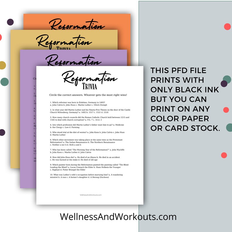 Reformation Trivia Game, Reformation Party Game, Reformation Day Game ...