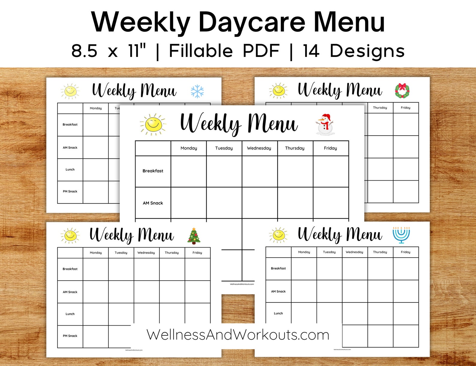 Editable Weekly Daycare Menu, Home School Menu, Preschool Menu, Weekly ...