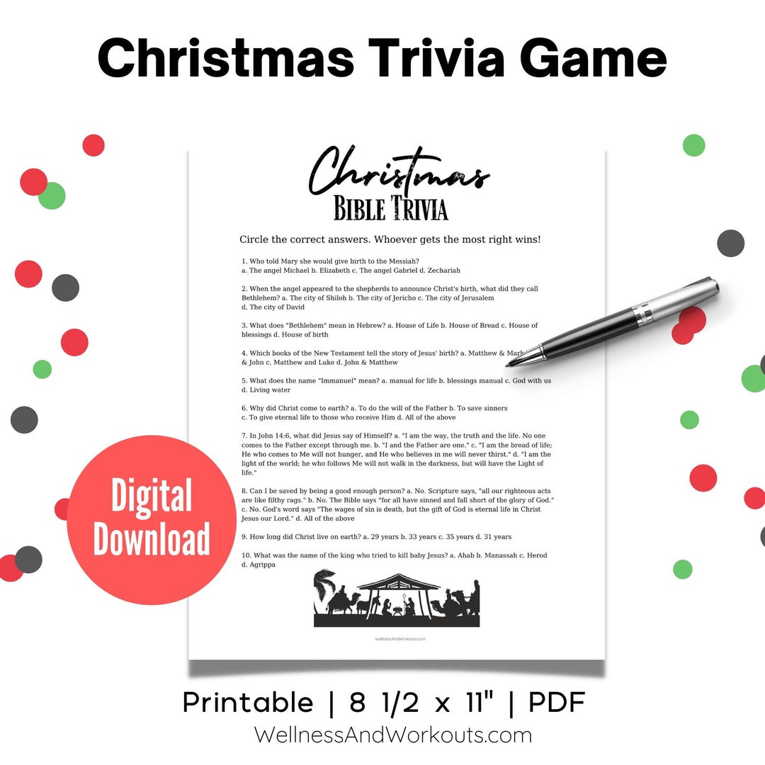 Christmas Trivia Game, Christian Christmas Printable, Bible Trivia ...
