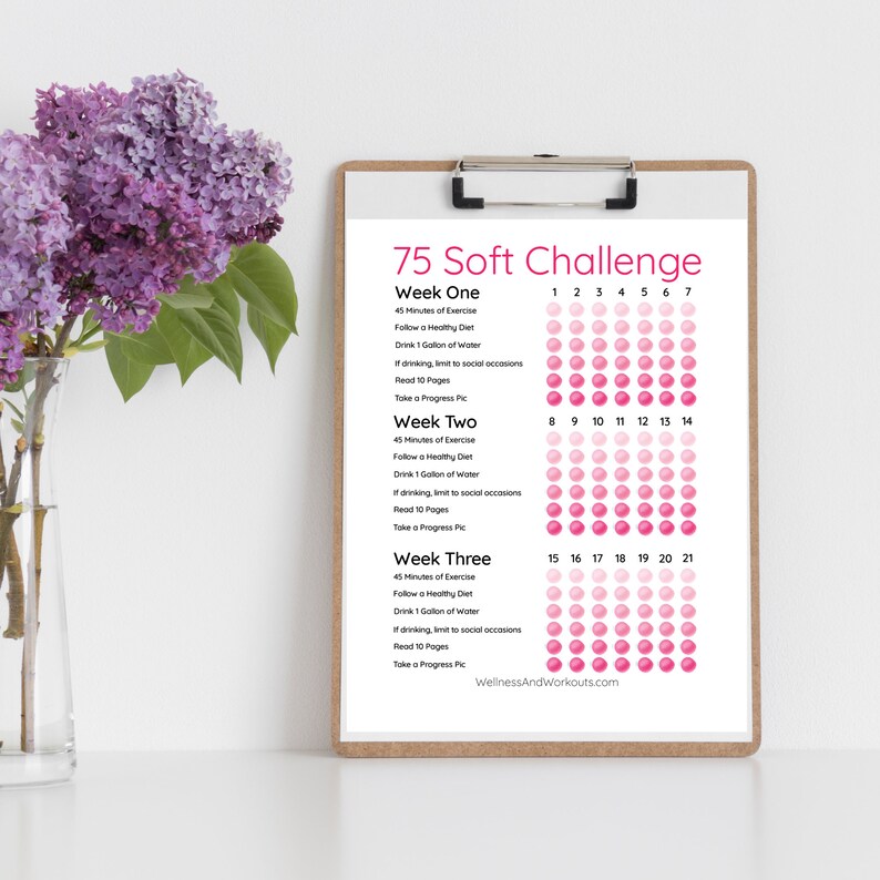 75 Soft Challenge Habit Tracker Printable for 75 Day - Etsy