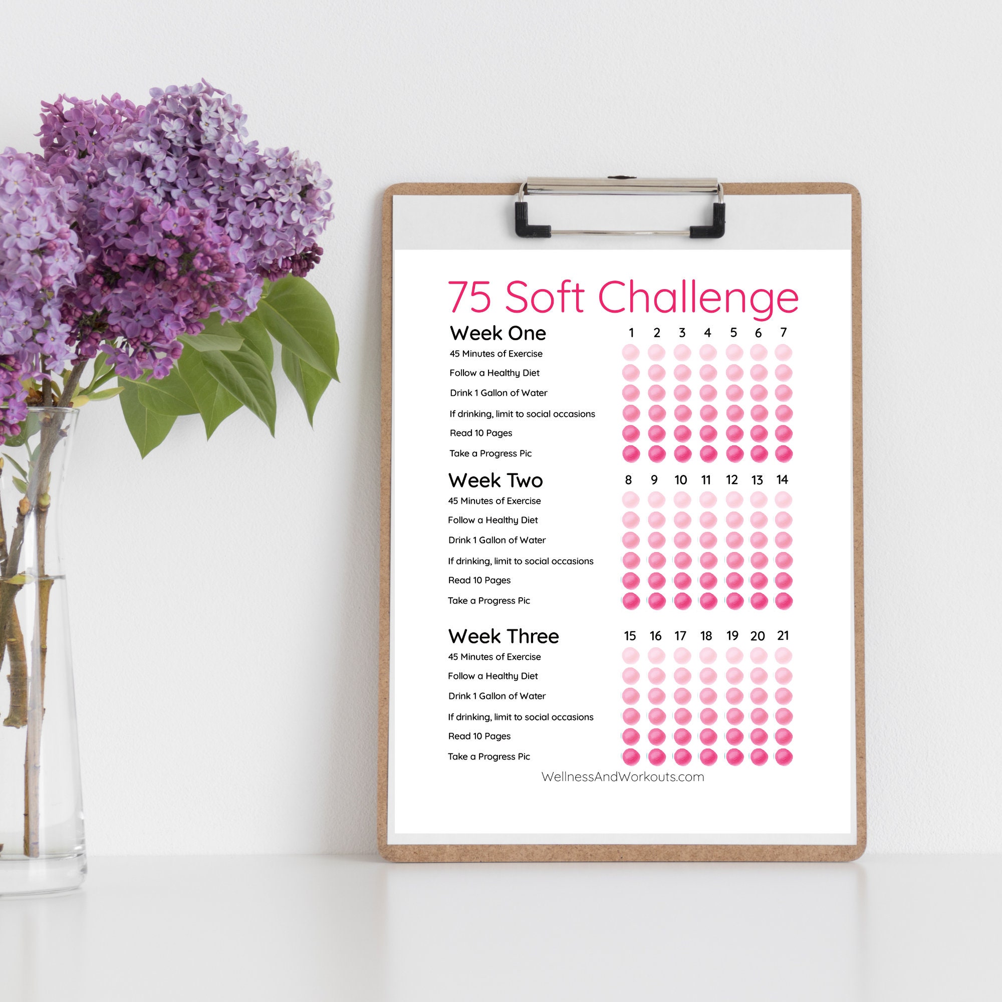 75 Soft Challenge Habit Tracker Printable for 75 Day Challenge. This is ...