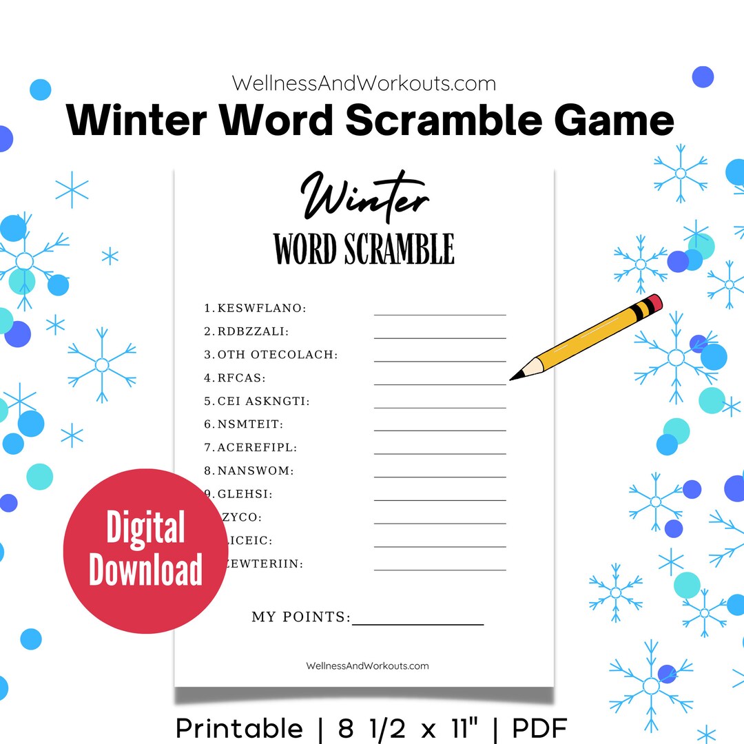 Winter Word Scramble, Winter Game, Family Game Night, Group Games ...