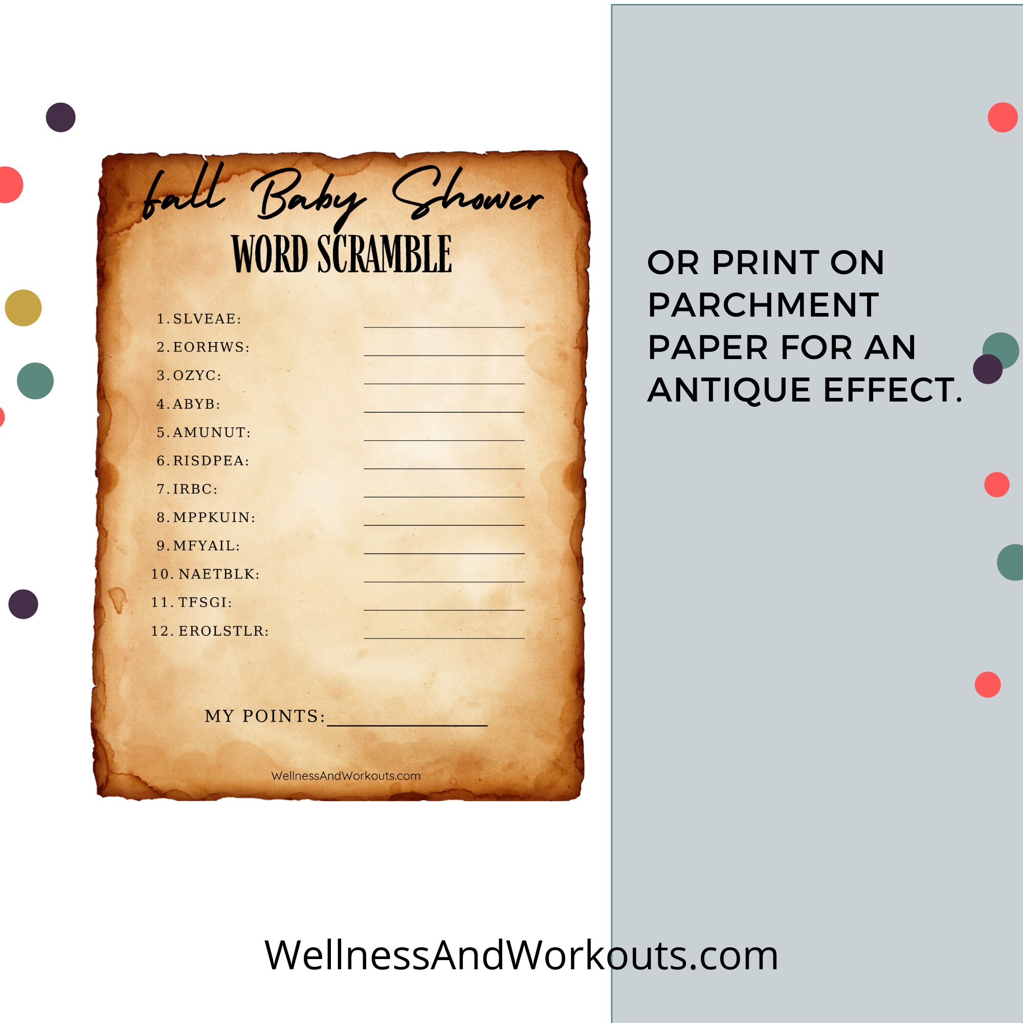 Fall Baby Shower Game, Baby Word Scramble, Fall Baby Shower Games, Baby ...