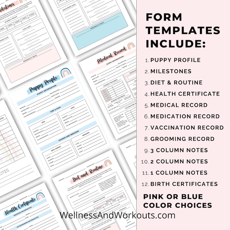 Fillable Dog Breeder Records, Puppy Pack, Dog Breeder Forms, New Puppy ...