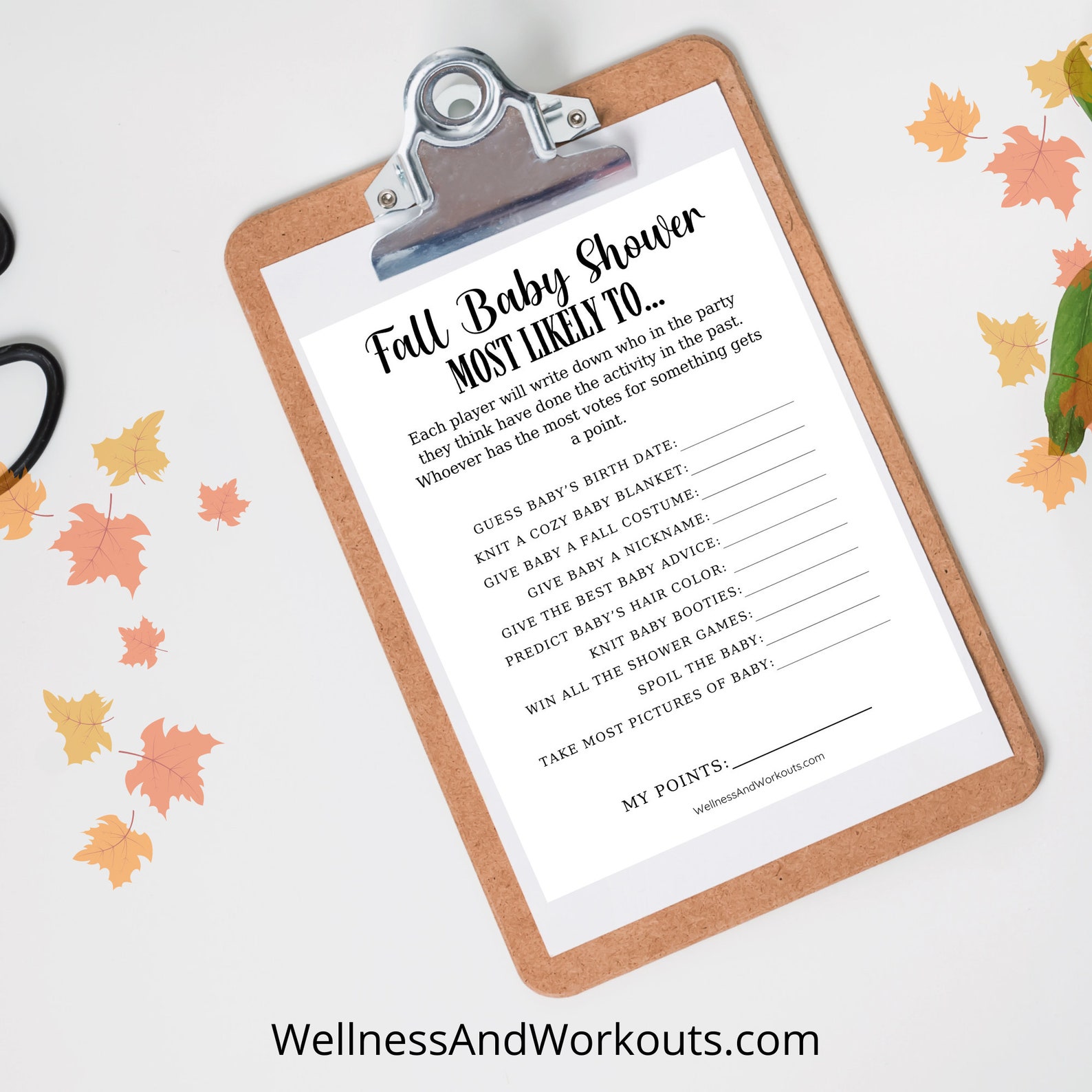 Fall Baby Shower Game, Most Likely to Game, Shower Game, Who's Most ...