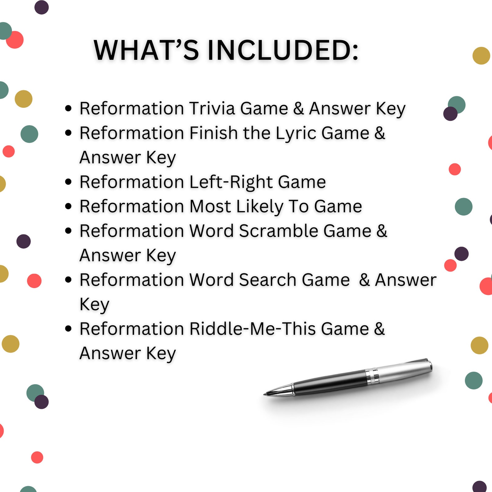 Reformation Games Bundle, Reformation Party, Reformation Day, Christian ...