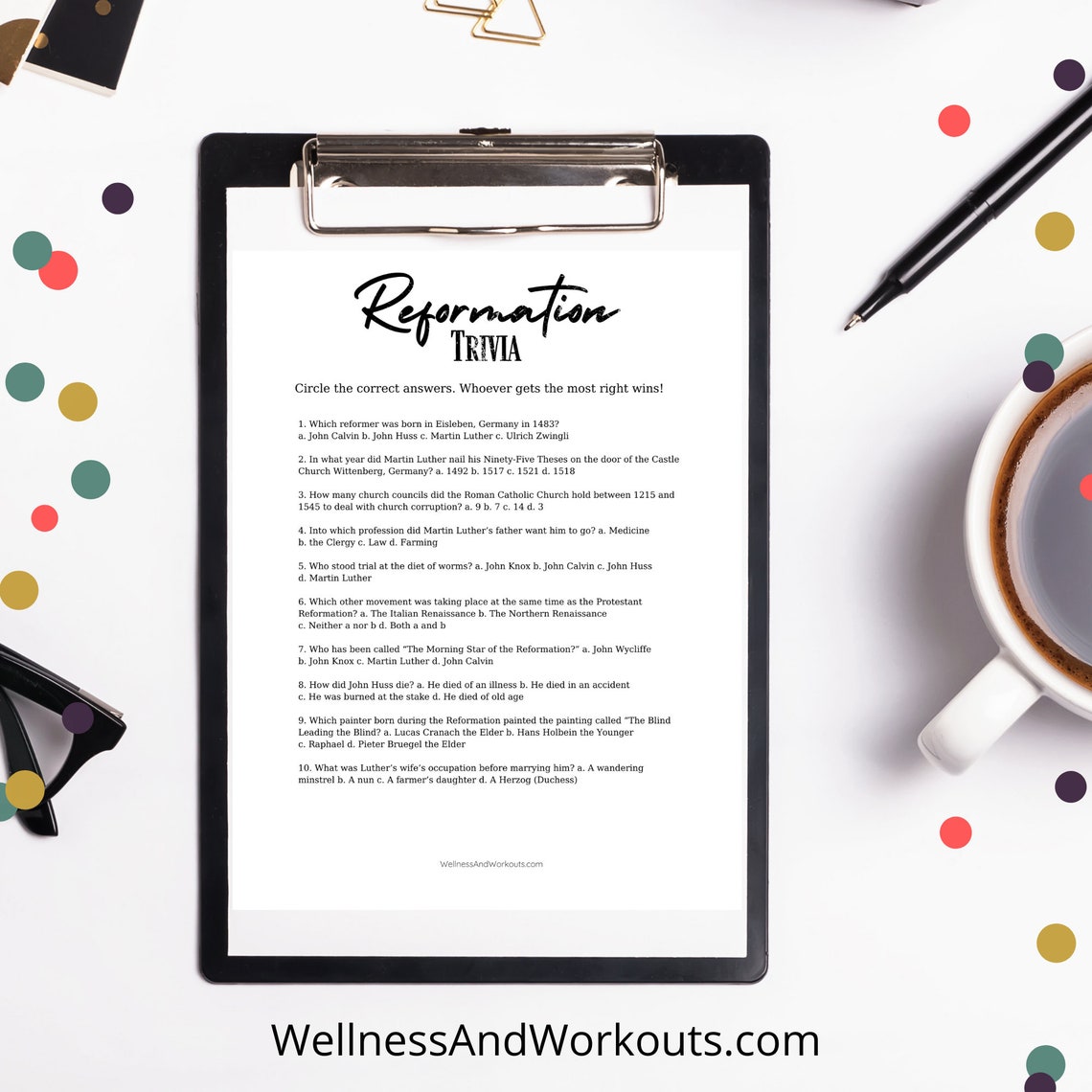 Reformation Trivia Game, Reformation Party Game, Reformation Day Game ...