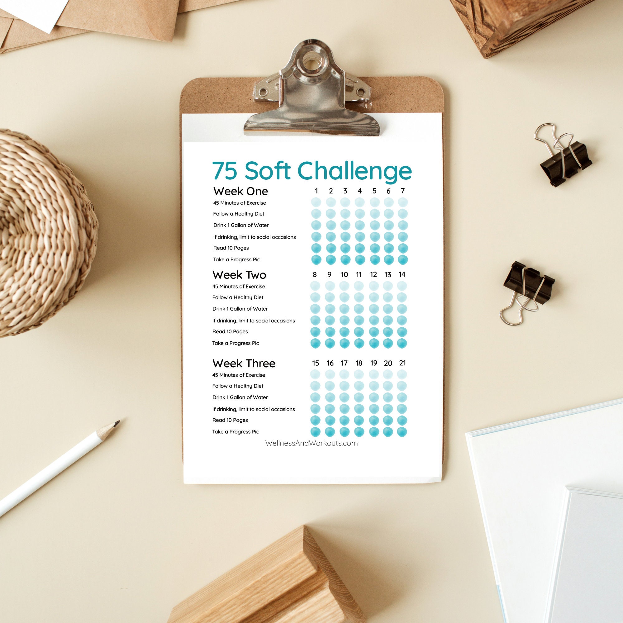 Editable 75 Soft Challenge Habit Tracker Printable for 75 Day Challenge ...
