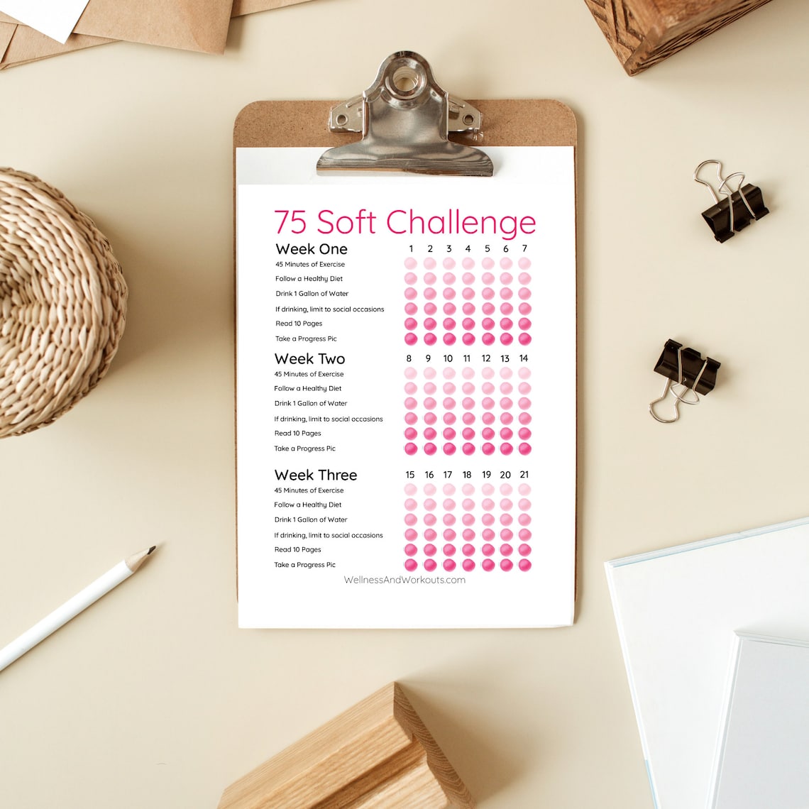 75 Soft Challenge Habit Tracker Printable for 75 Day - Etsy