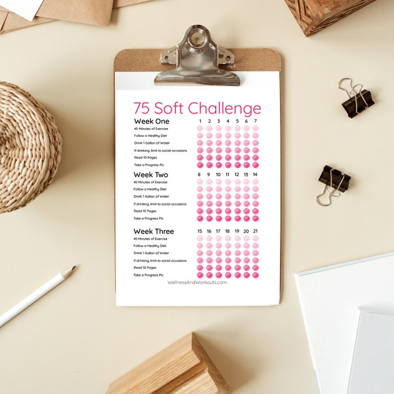 75 Soft Challenge Habit Tracker Printable for 75 Day Challenge. This is ...