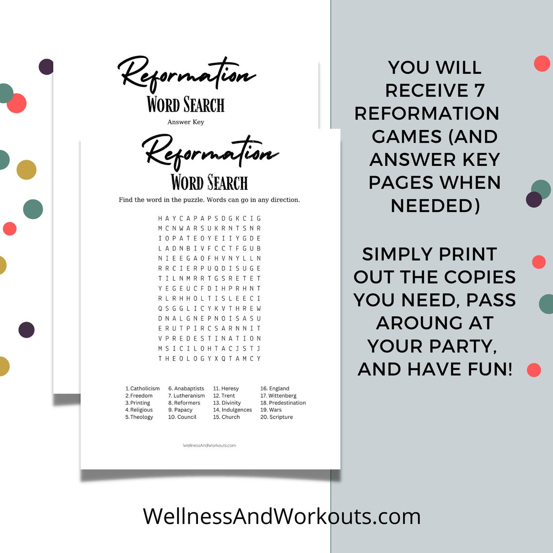 Reformation Games Bundle, Reformation Party, Reformation Day, Christian ...