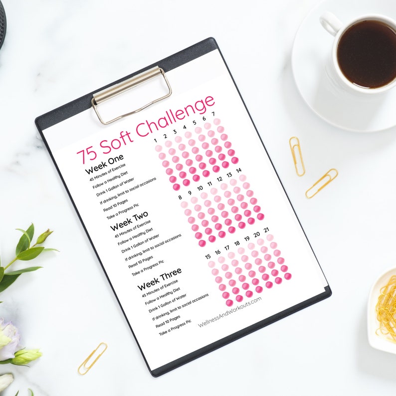 75 Soft Challenge Habit Tracker Printable for 75 Day - Etsy