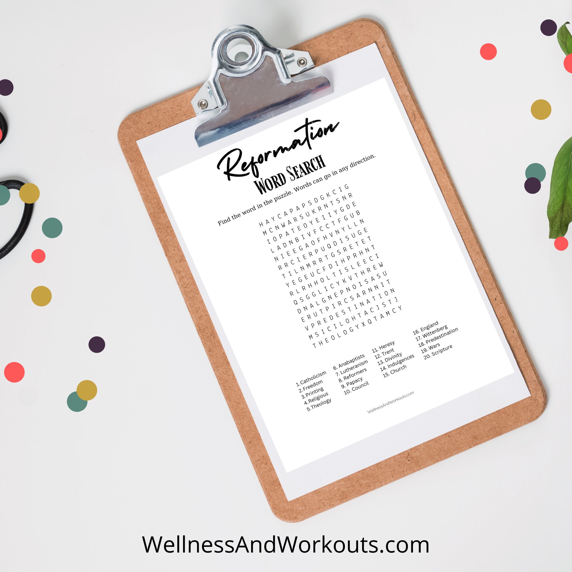 Reformation Word Search Puzzle Word Search Game Fall - Etsy