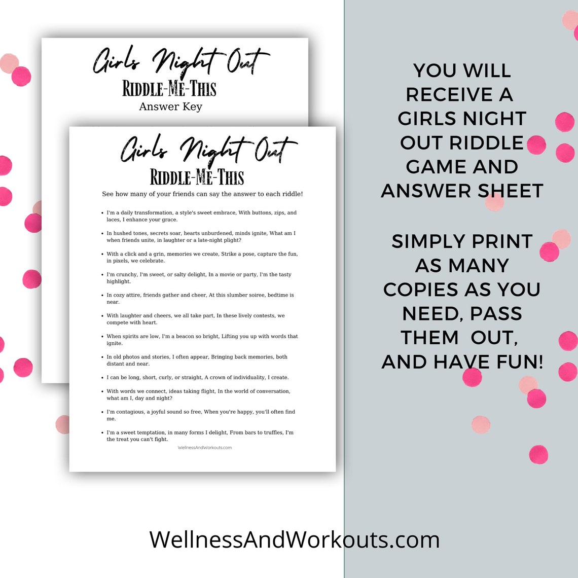 Girls Night Out Riddle-me-this Game, Girls Night Games, Riddle Game ...