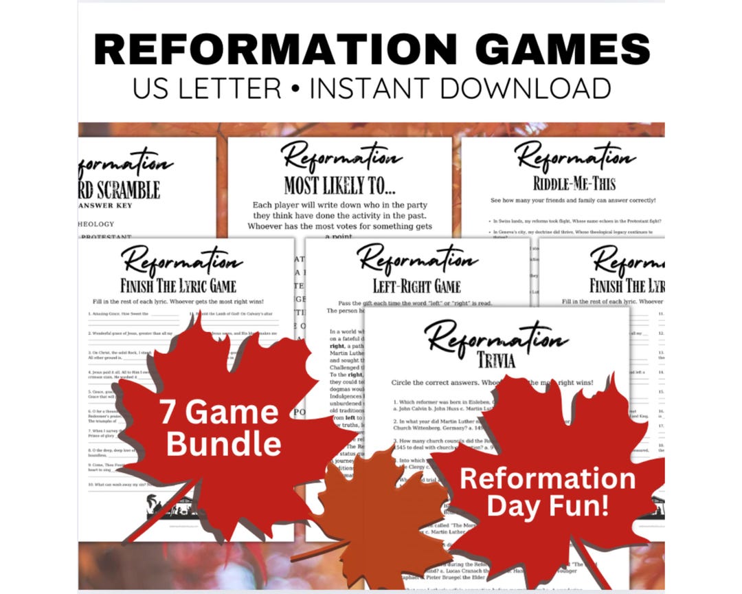 Reformation Games Bundle, Reformation Party, Reformation Day, Christian ...