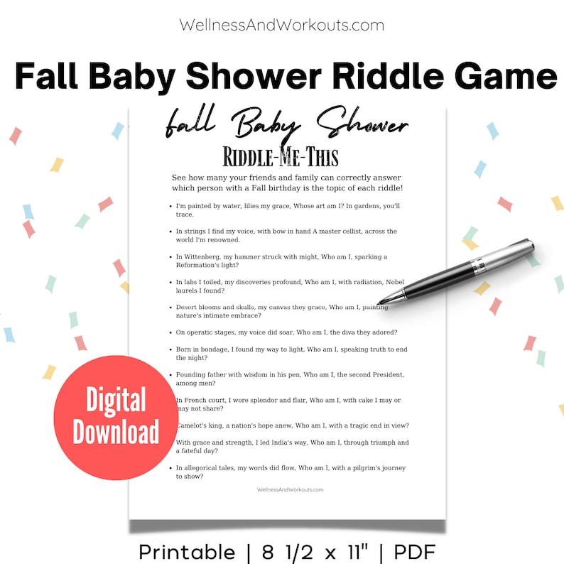 Fall Baby Shower Riddle Game, Fall Baby Shower Games, Groovy Baby ...