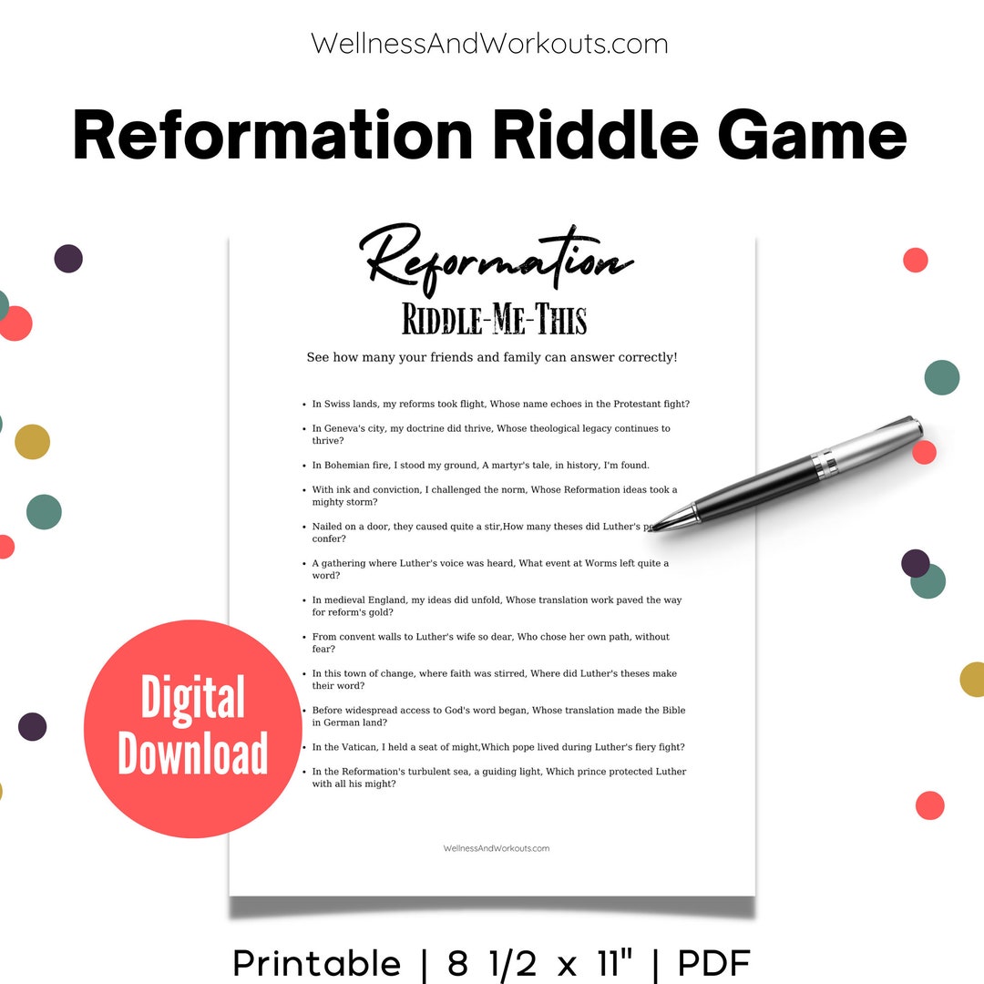 Reformation Day Riddle Me This Trivia Game, Family Game Night, Party ...
