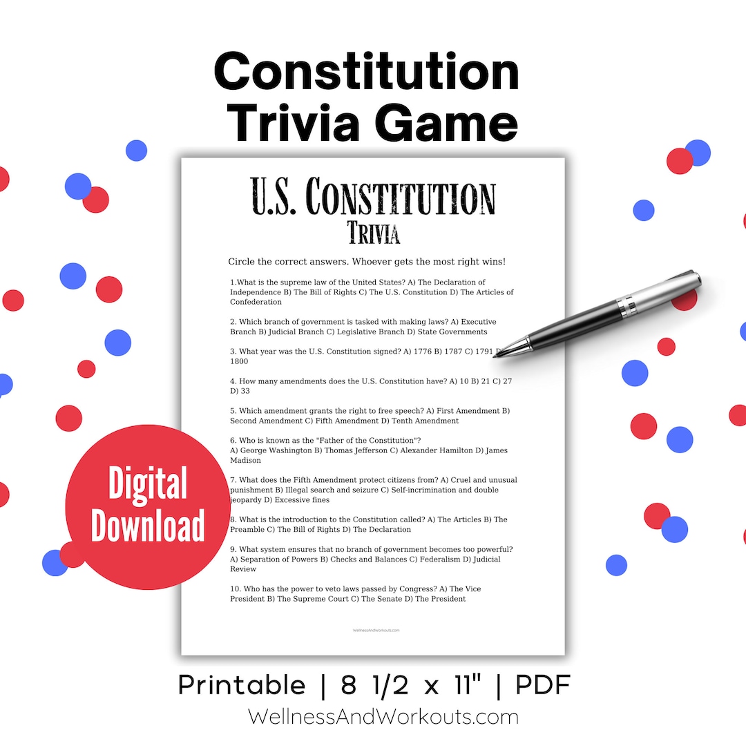 U.S. Constitution Trivia Game, Trivia Questions, Election 2024, Family ...