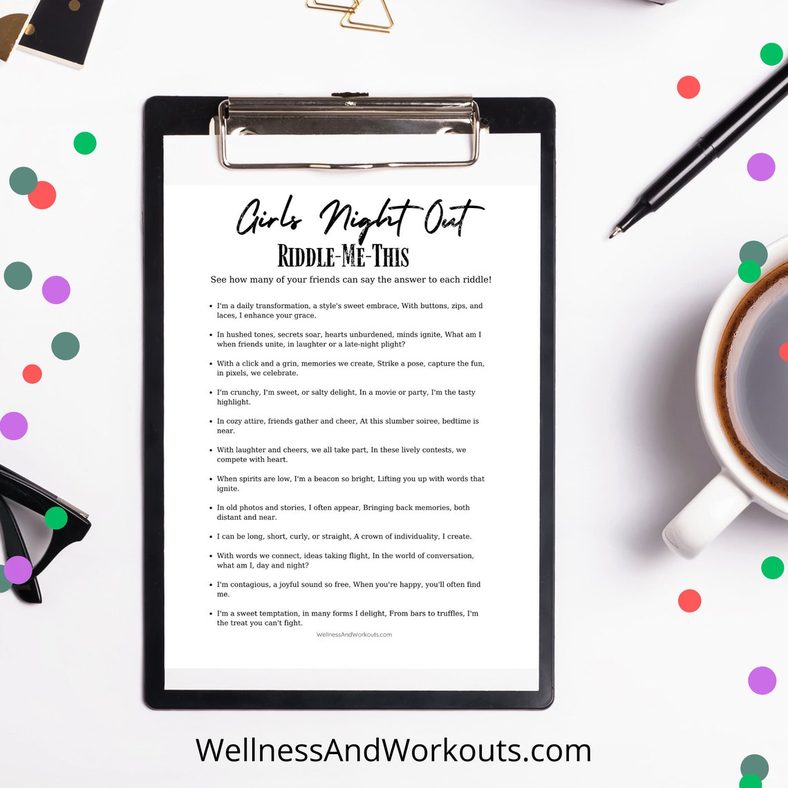 Girls Night Out Riddle-me-this Game, Girls Night Games, Riddle Game ...