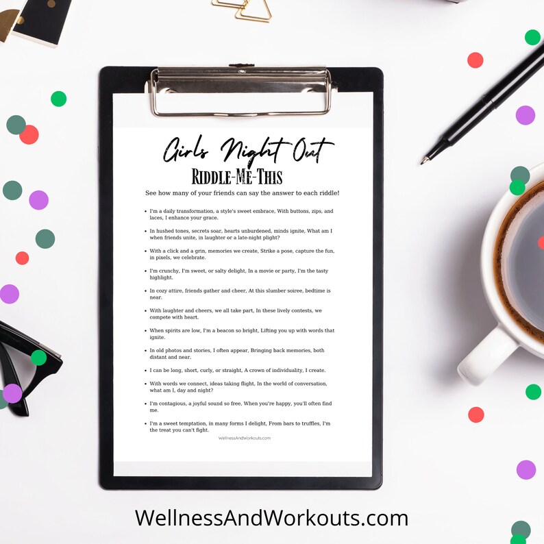 Girls Night Out Riddle-me-this Game, Girls Night Games, Riddle Game ...