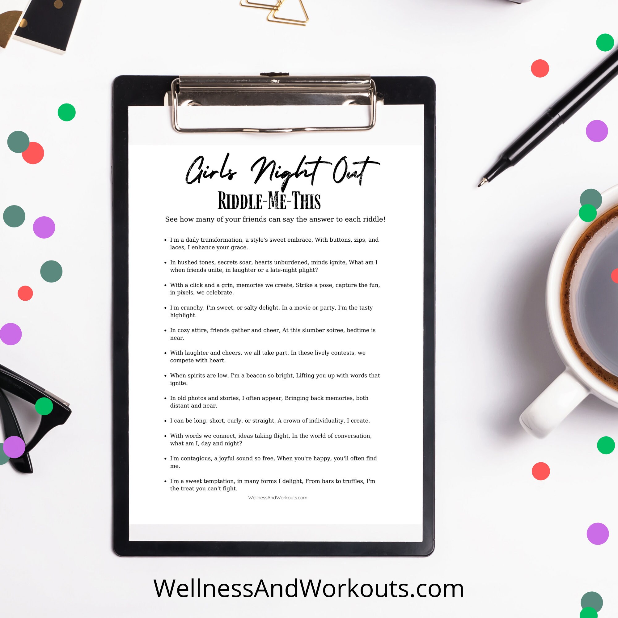 Girls Night Out Riddle-me-this Game, Girls Night Games, Riddle Game ...