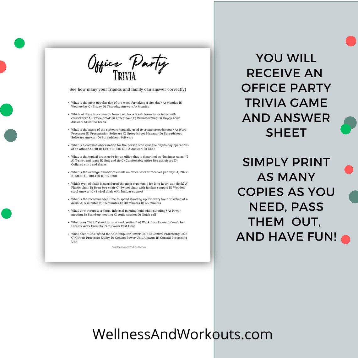 Office Party Trivia Game, Office Party Game, Office Game Night, Group ...