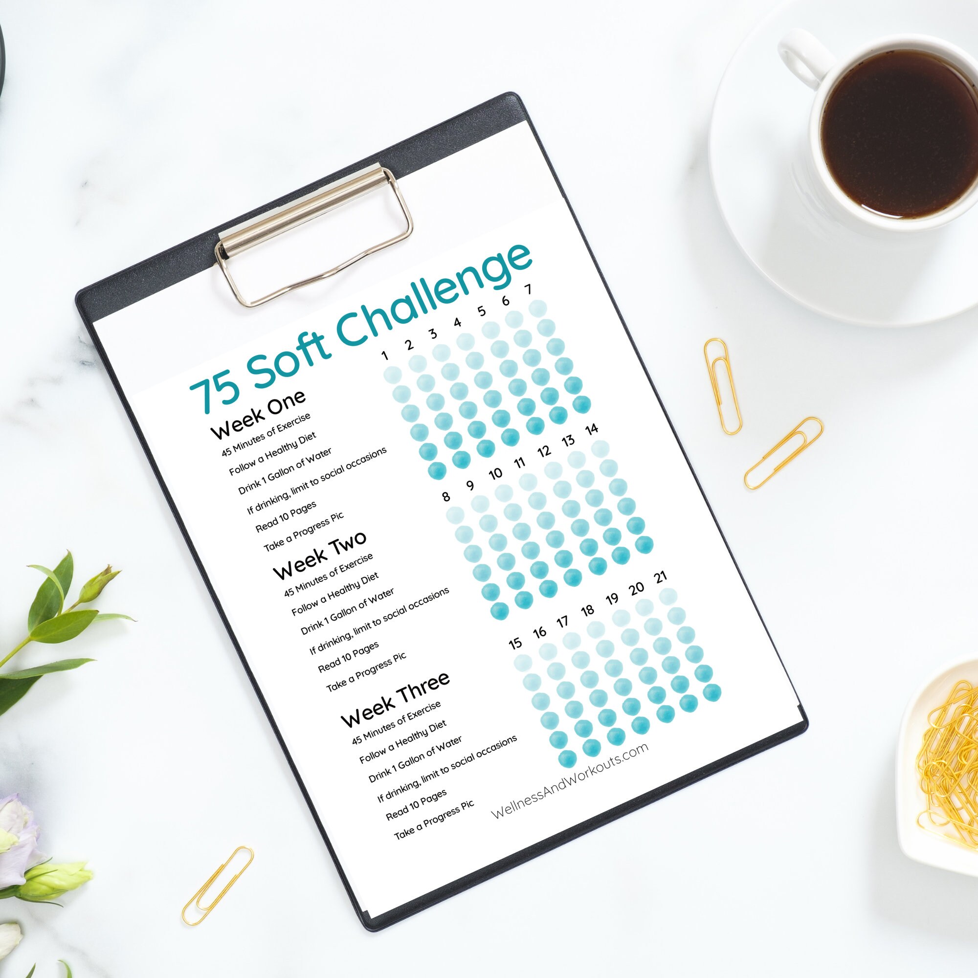 Editable 75 Soft Challenge Habit Tracker Printable for 75 Day Challenge ...