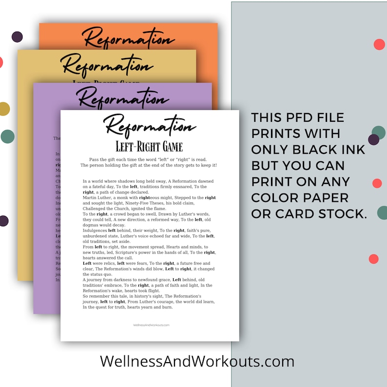 Reformation Day Pass the Gift Game, Gift Exchange Game, Pass the Prize ...