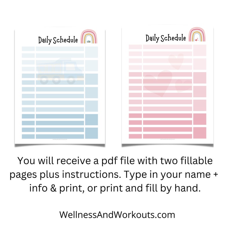 Daily Schedule, Fillable Daily Routine PDF, Daily Checklist, Editable ...