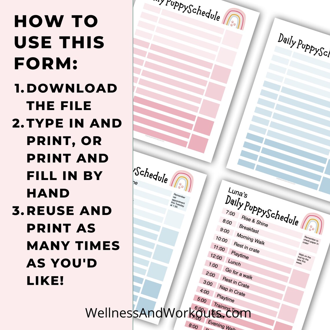 Puppy Daily Schedule, Puppy Planner, Dog Schedule Template, Daily ...