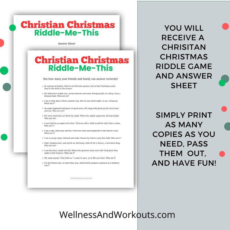 Christian Christmas Riddle-me-this Game, Christian Christmas Printable ...