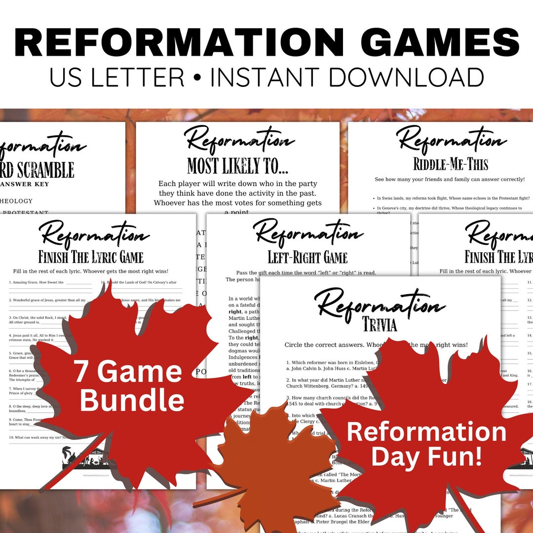 Reformation Games Bundle, Reformation Party, Reformation Day, Christian ...