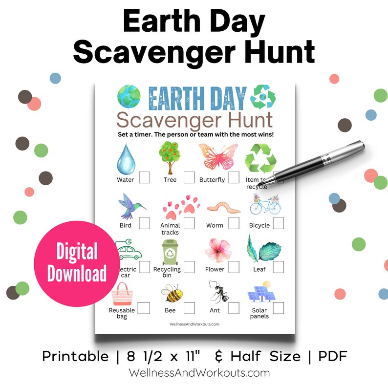 Printable Earth Day Scavenger Hunt for Kids, Printable Game, Kids ...