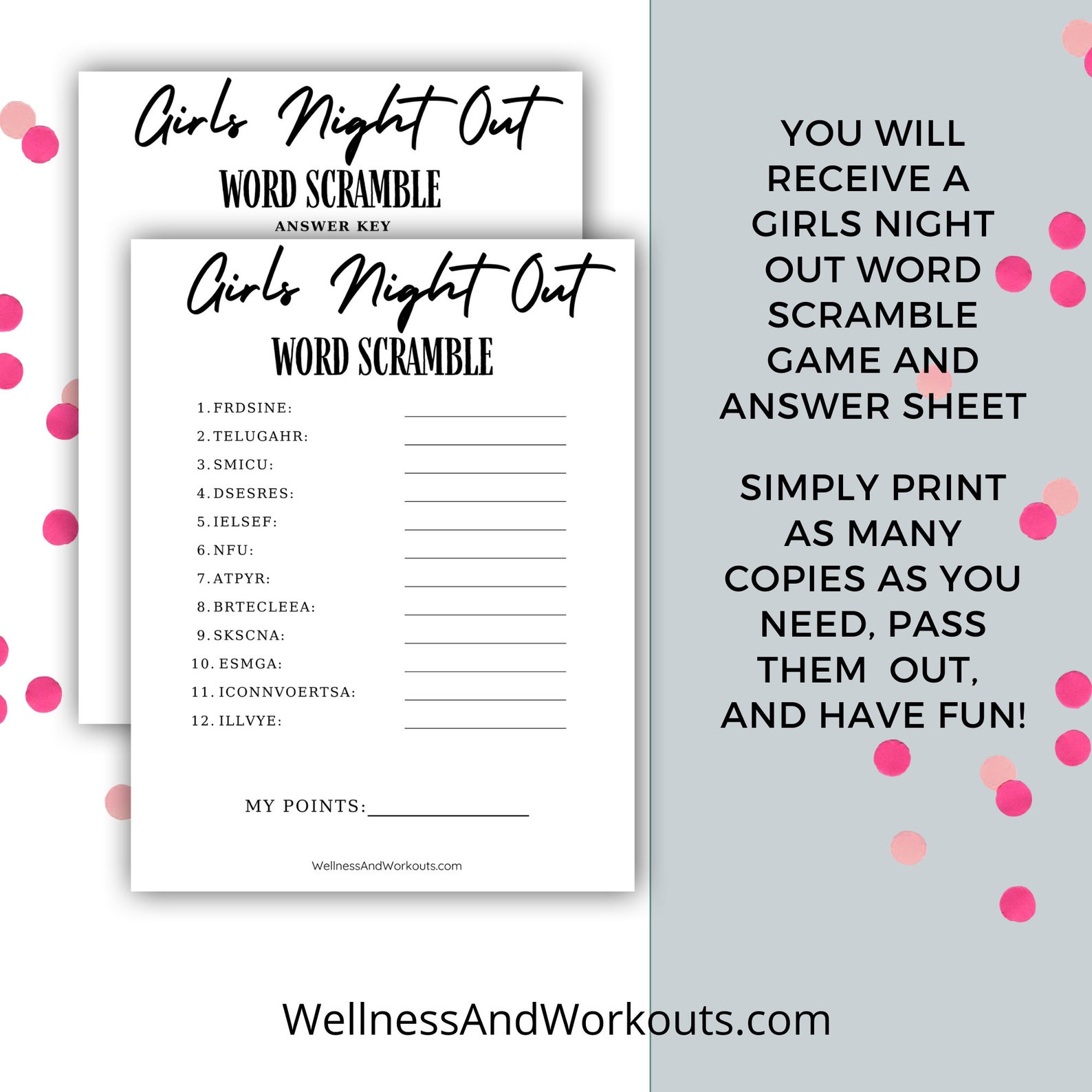 Girls Night Out Word Scramble, Girls Night Games, Word Game, Ladies ...