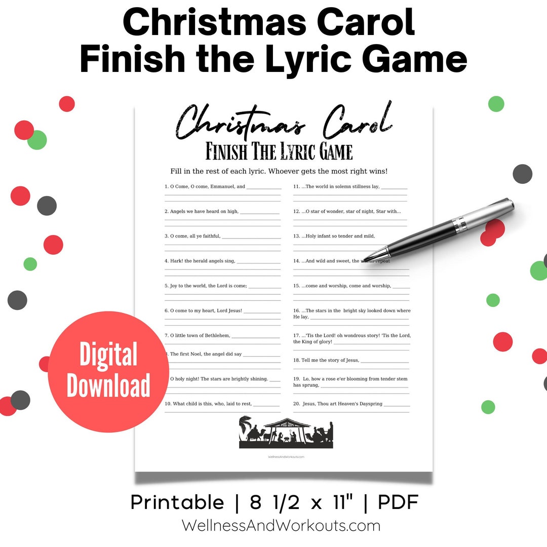Christmas Carol Game, Finish the Lyric, Christmas Song Game, Christmas ...