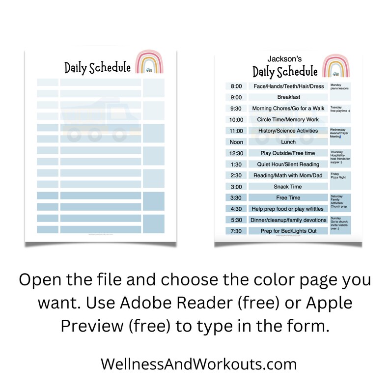 Daily Schedule, Fillable Daily Routine PDF, Daily Checklist, Editable ...