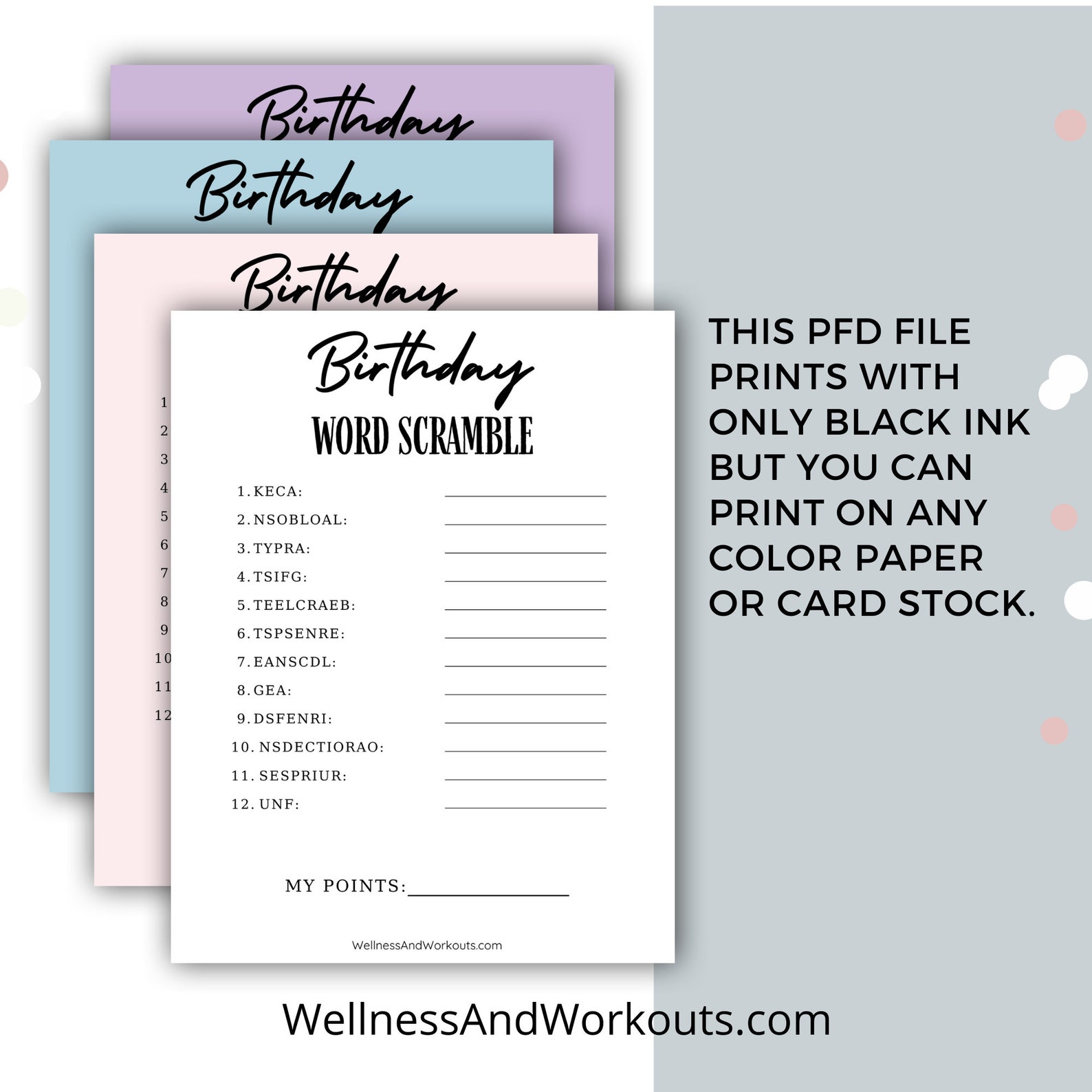 Birthday Word Scramble, Birthday Game, Family Game Night, Group Games ...