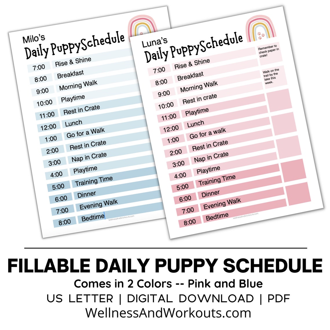 Puppy Daily Schedule, Puppy Planner, Dog Schedule Template, Daily ...